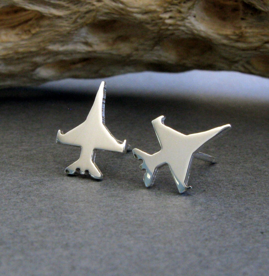 F-16 Viper Military Jet Fighter Stud Earrings Handmade in Sterling ...