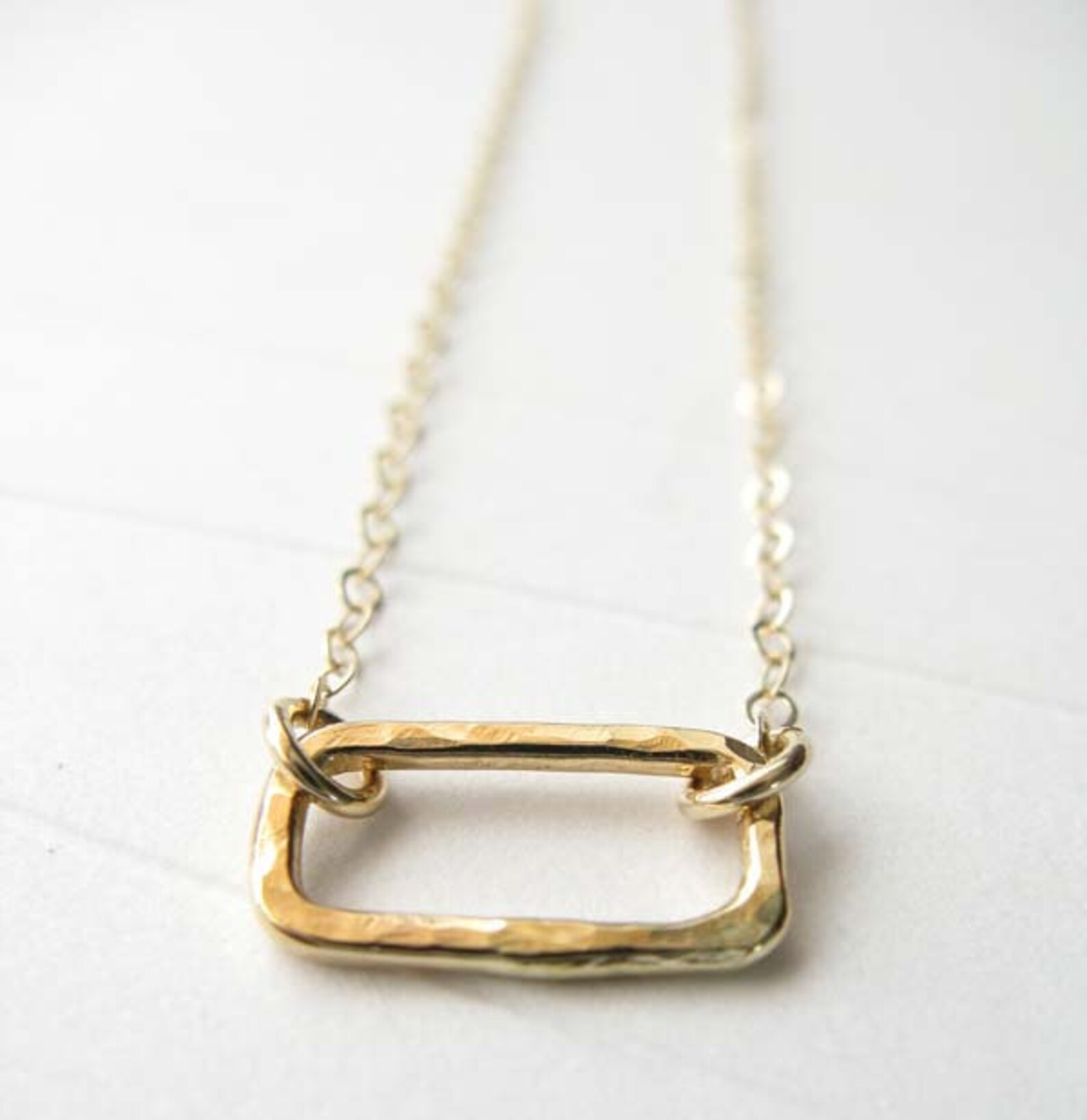 Gold Filled Rectangle Minimalist Necklace Also Available in | Etsy