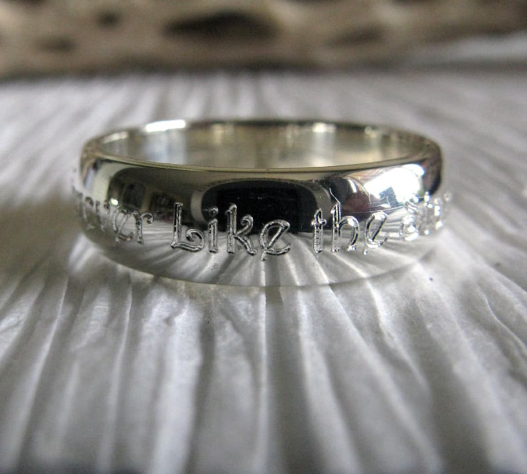 Engraved Sterling Silver Wedding Band: Artisan Handmade, Personalized ...