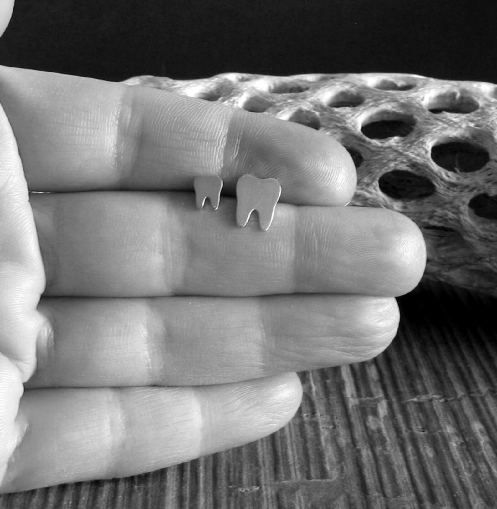 Tooth Teeth Stud Earrings Handmade From Sterling Silver or 14k | Etsy