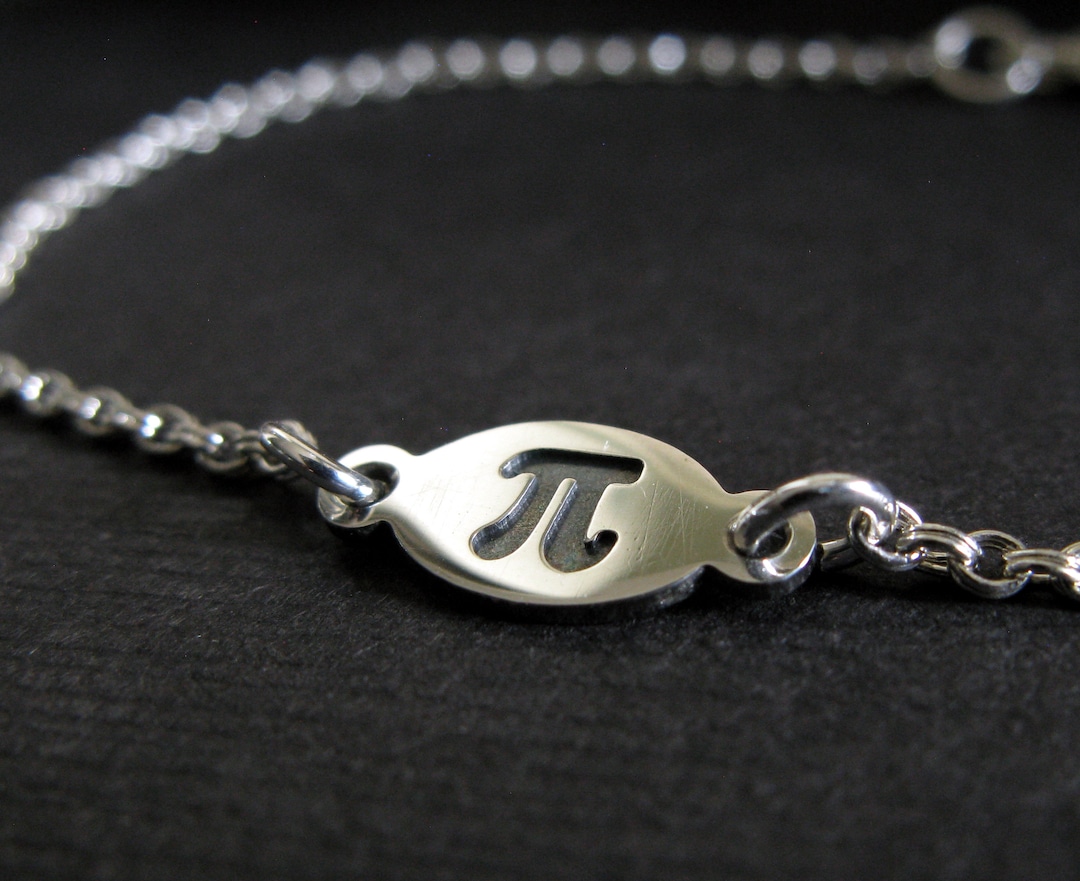 Dainty Pi Math Nerd Minimalist Chain Bracelet Handmade From Sterling ...