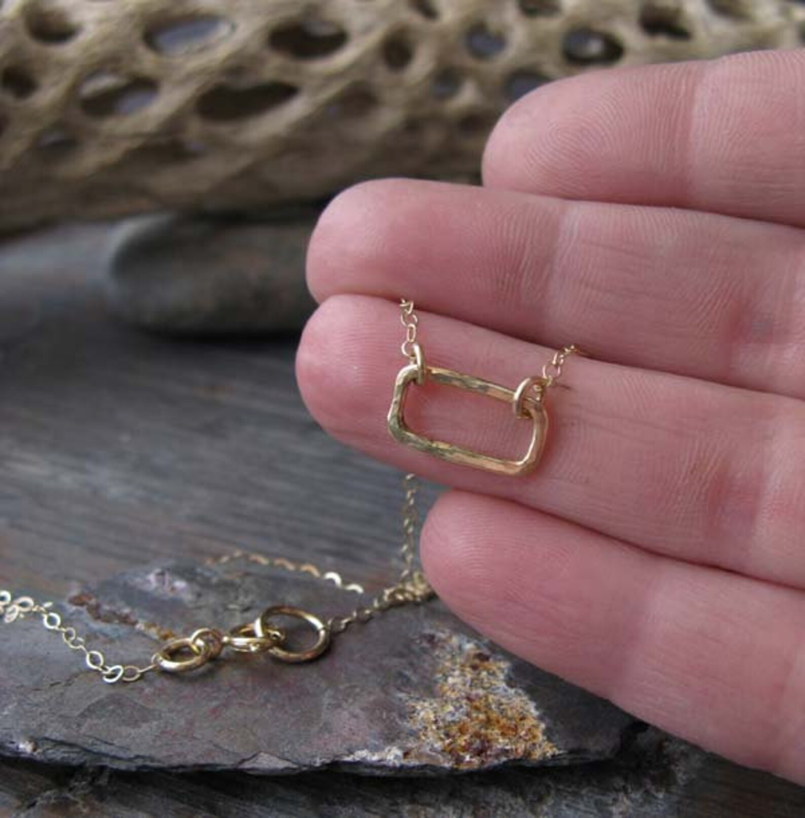 Gold Filled Rectangle Minimalist Necklace Also Available in Sterling ...