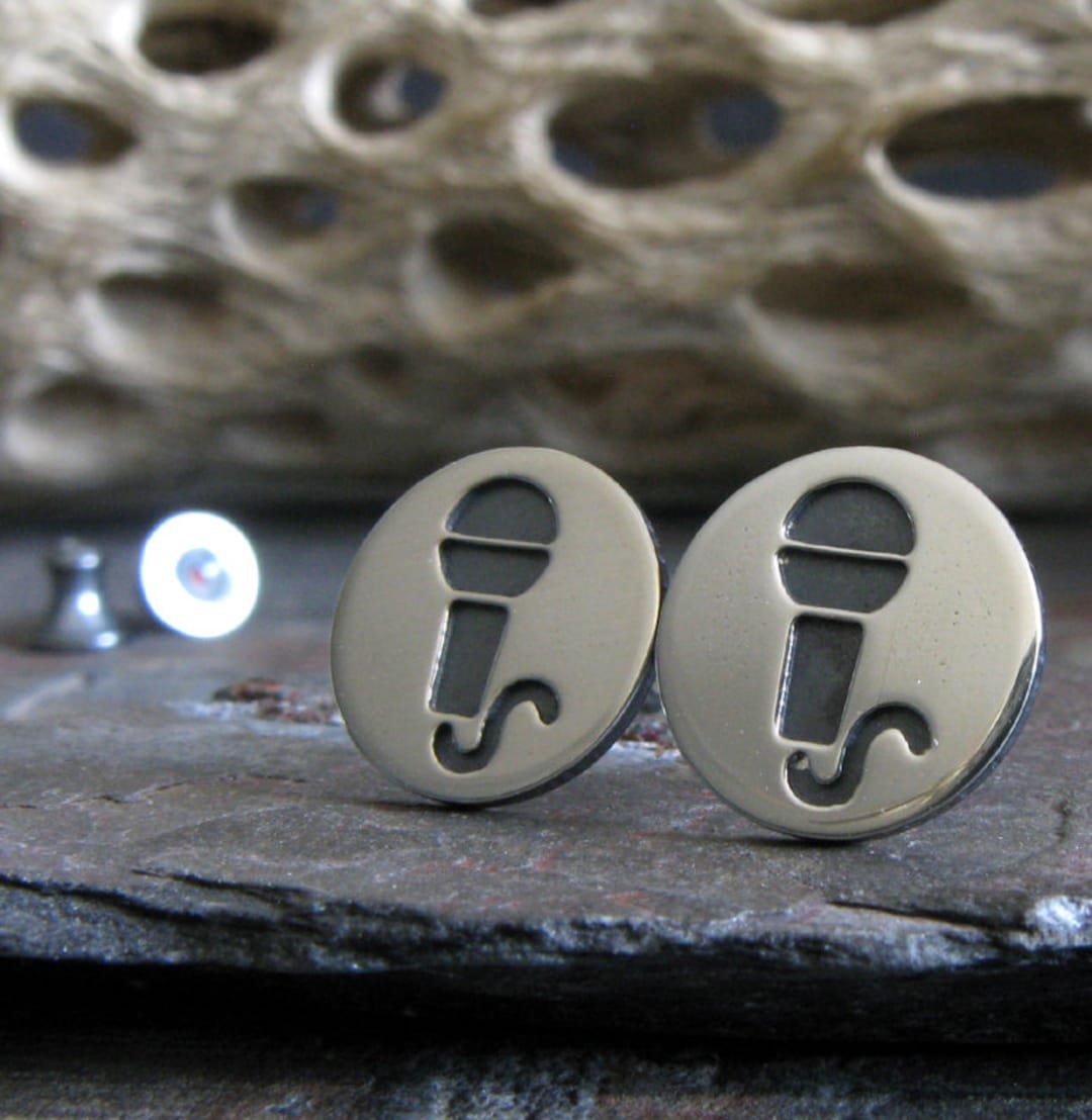 Microphone Stud Earrings Handmade in Sterling Silver - Etsy