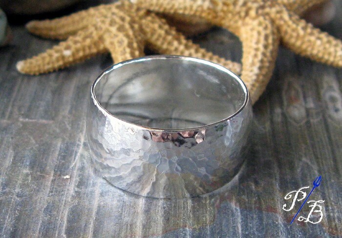 10mm sterling silver hammered wide ring band | Etsy