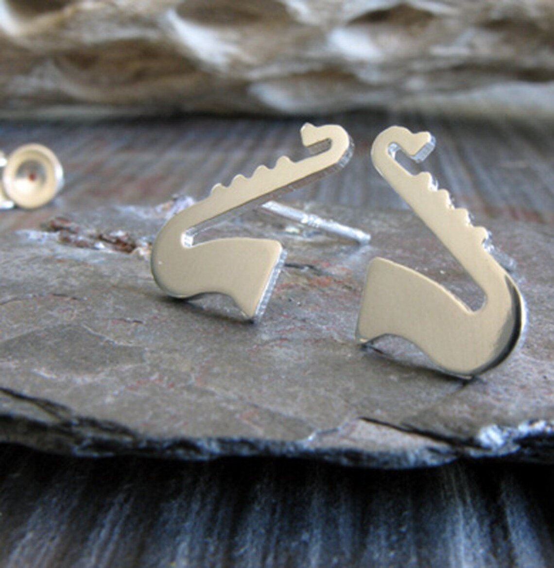 Saxophone Horn Stud Earrings Artisan Handmade in Sterling Silver or 14k ...