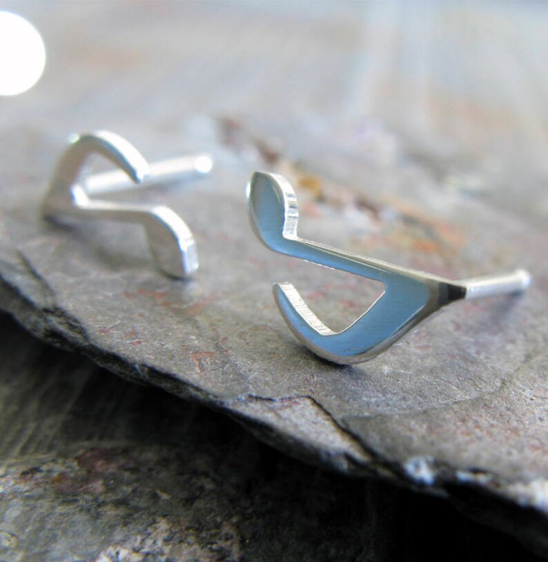 Small 8th Note Music Stud Earrings Handmade in Sterling Silver | Etsy
