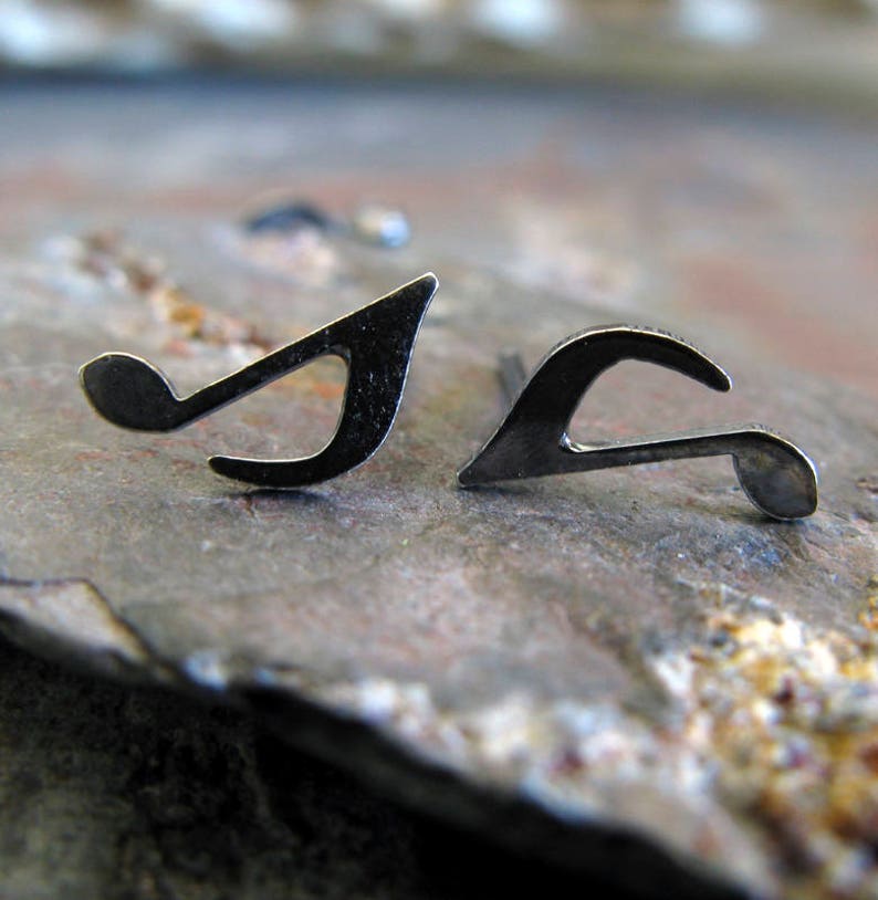 Small 8th Note Music Stud Earrings Handmade in Sterling Silver | Etsy