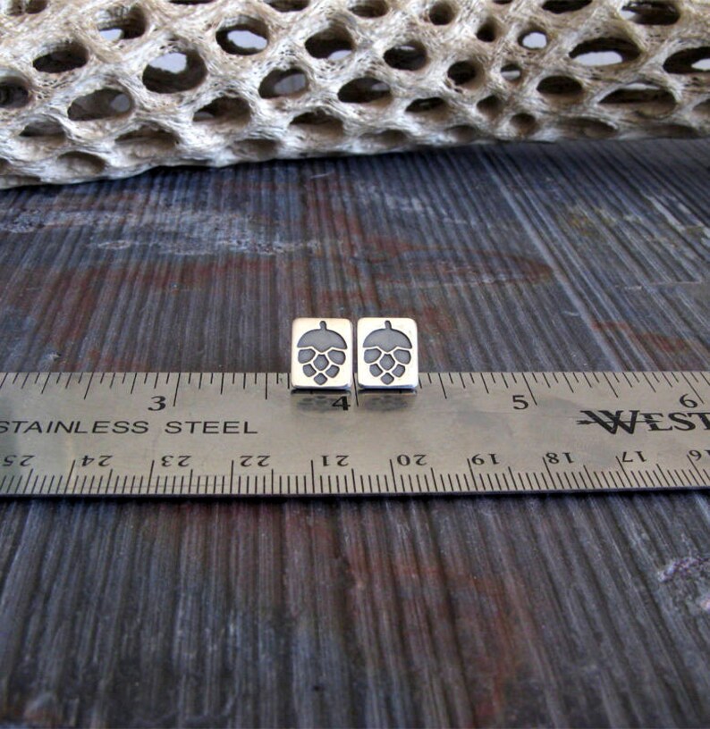 Hops IPA Craft Beer Womens Stud Earrings Handmade in Sterling | Etsy