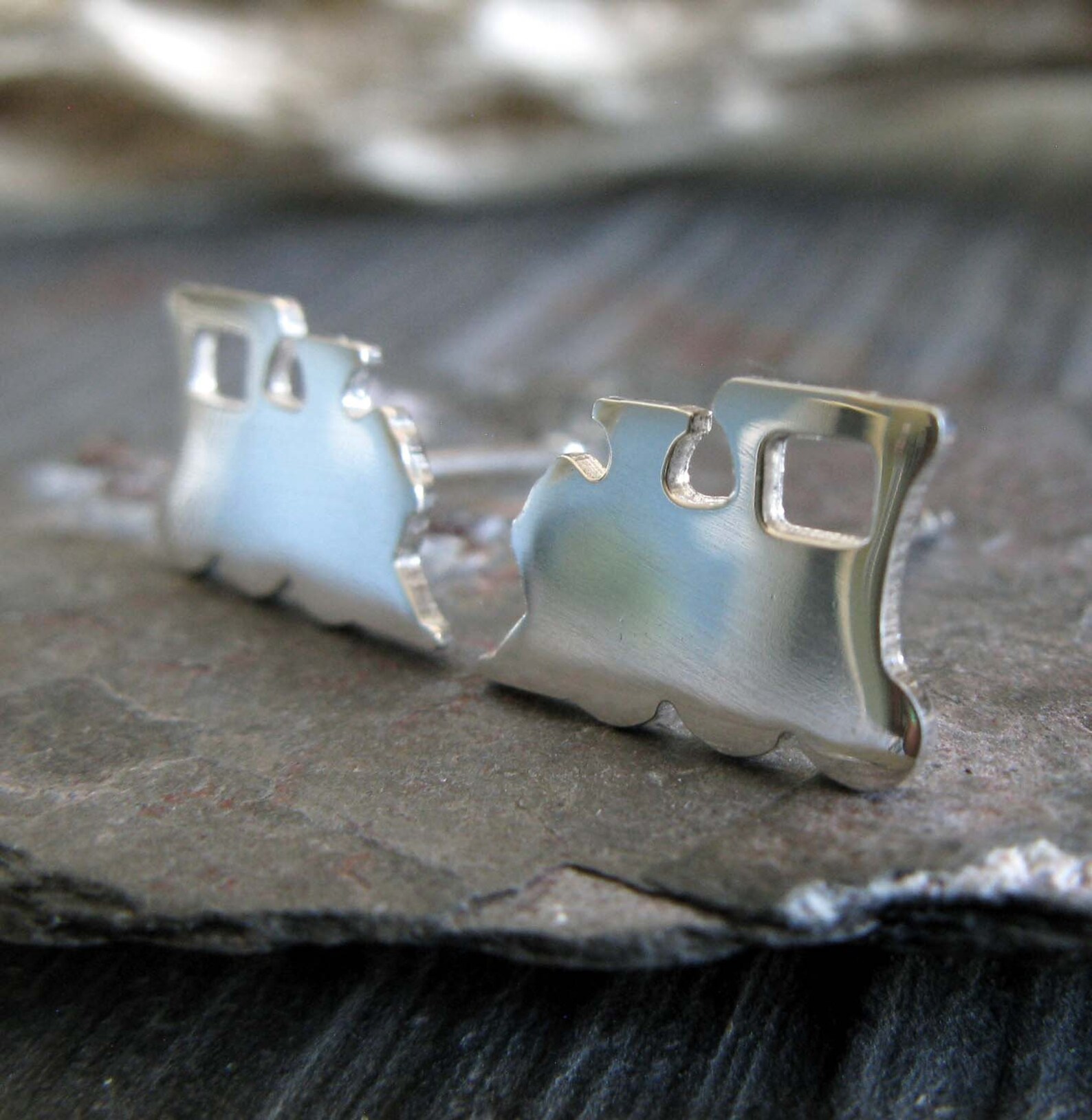 Train Locomotive Stud Earrings Handmade in Sterling Silver or | Etsy