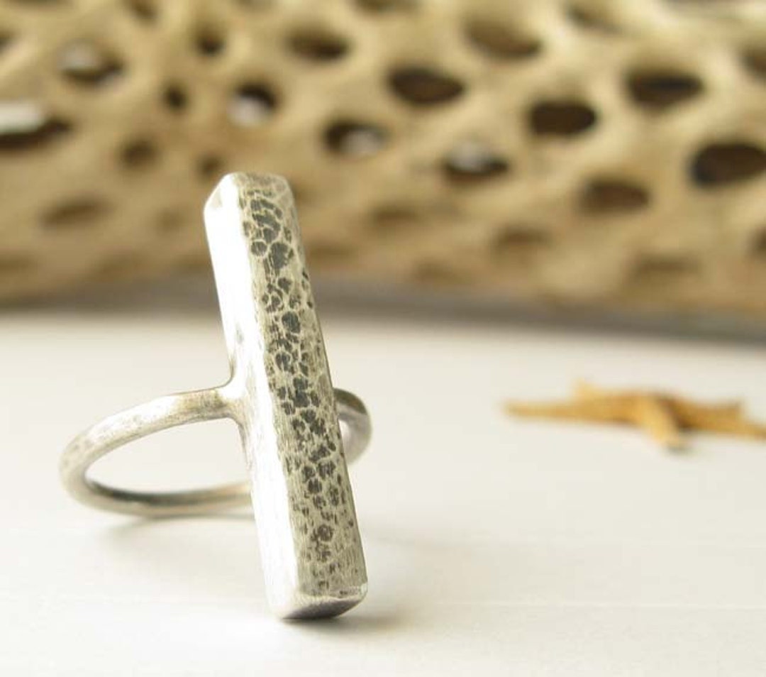 Rustic Bar Ring Handmade From Sterling Silver - Etsy