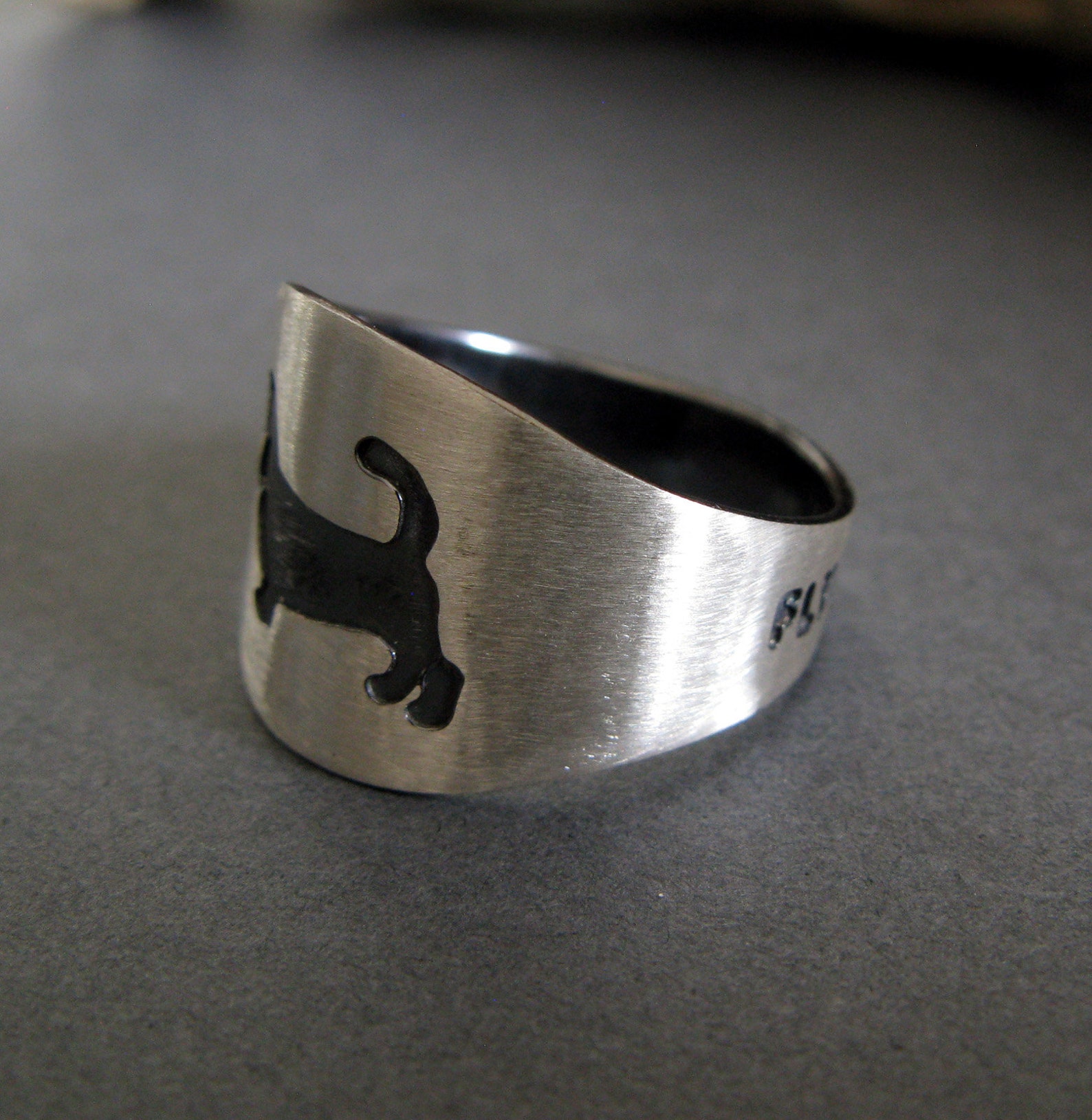 Dog Breed Silhouette Sterling Silver Ring With Personalized - Etsy