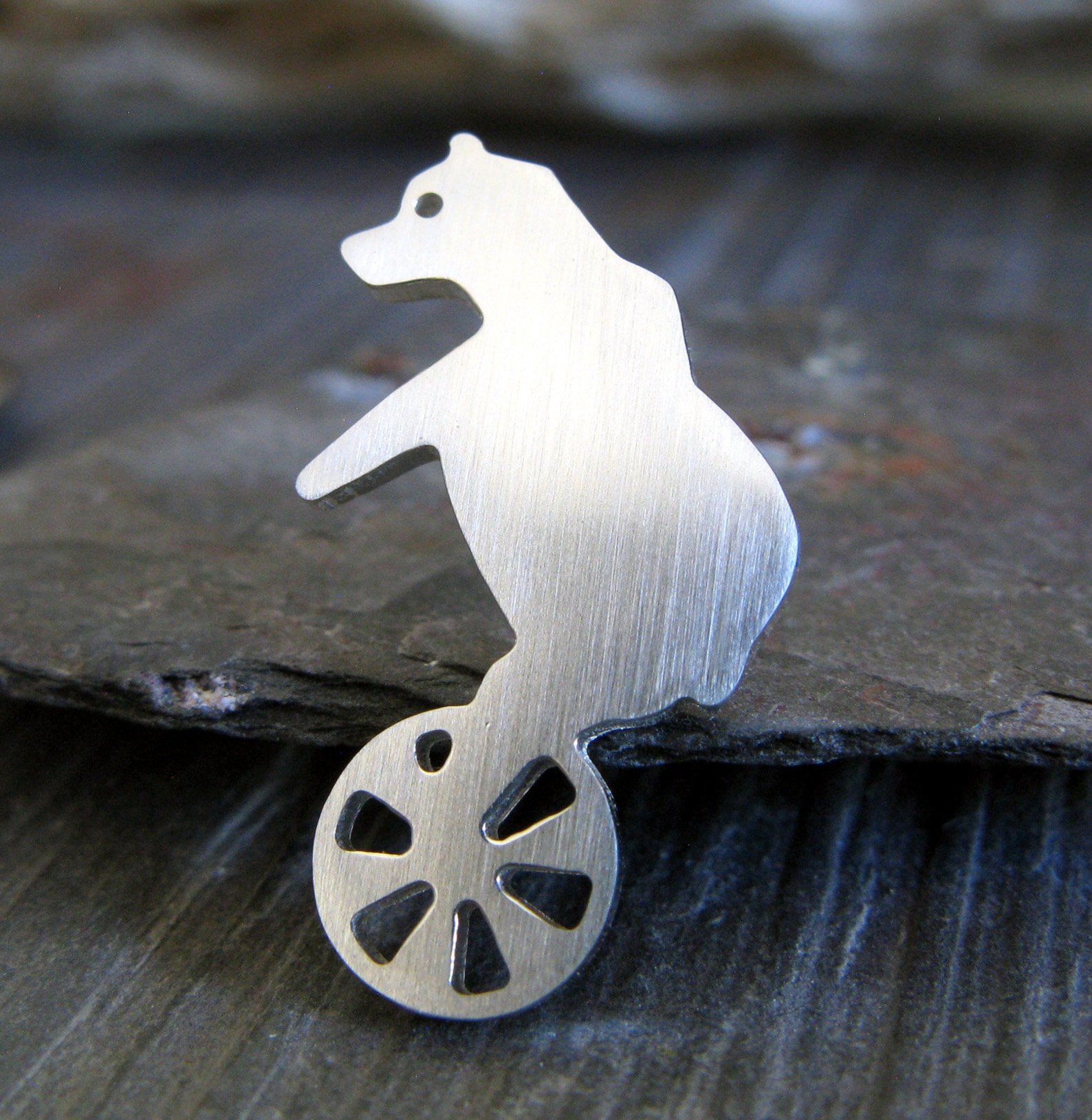 Bear on Unicycle Tie Tack Lapel Hat Pin Artisan Handmade in - Etsy