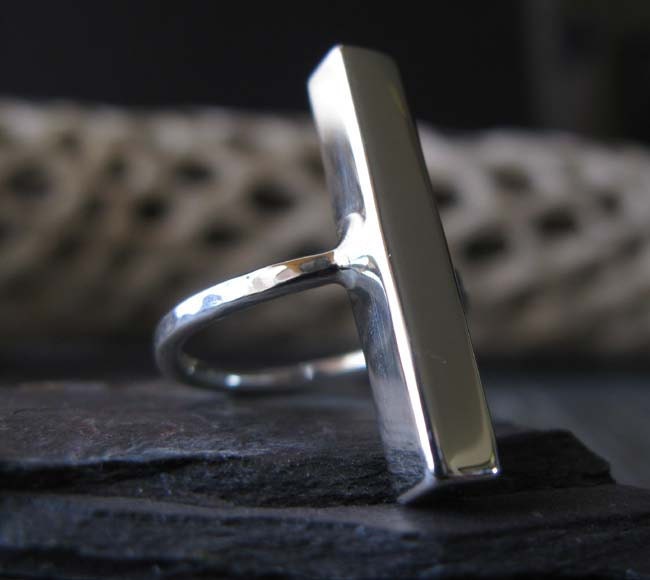 Thick Sterling Silver Modern Bar Ring. Quality Artisan Made. | Etsy