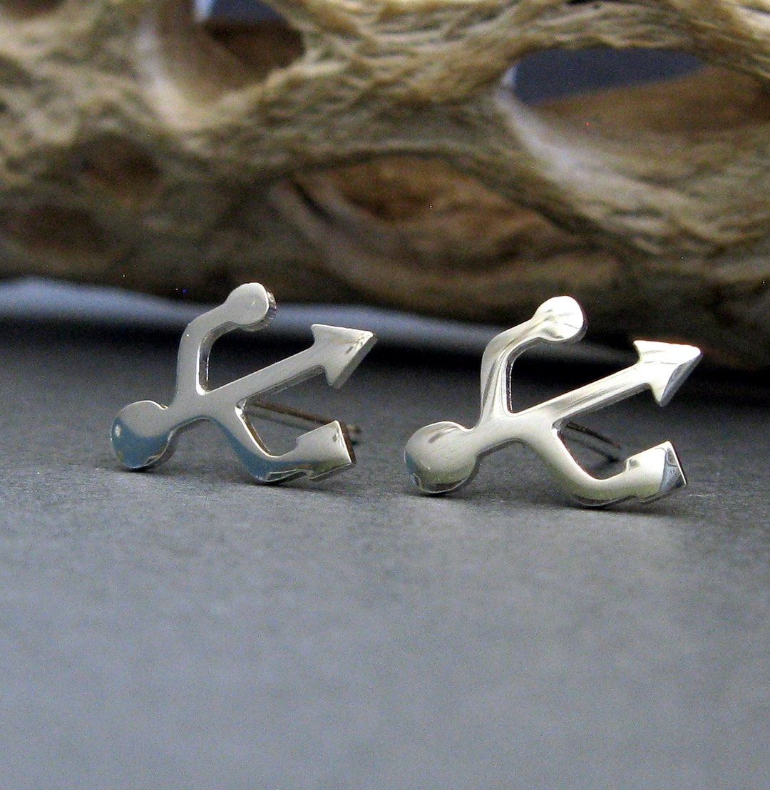 Computer Techie USB Symbol Stud Earrings Handmade in Sterling Silver or ...