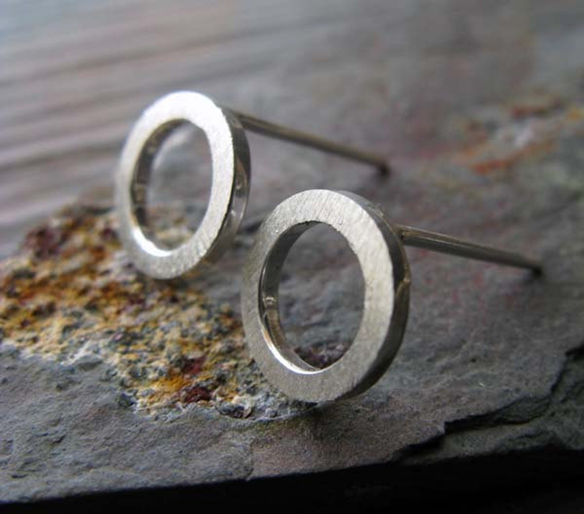 Small 10mm ring stud earrings handmade in sterling silver | Etsy