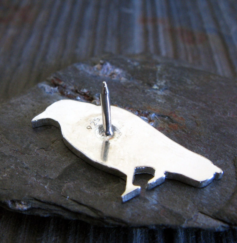 Raven Crow Bird Tie Tack Lapel Hat Pin Artisan Handmade in Sterling ...