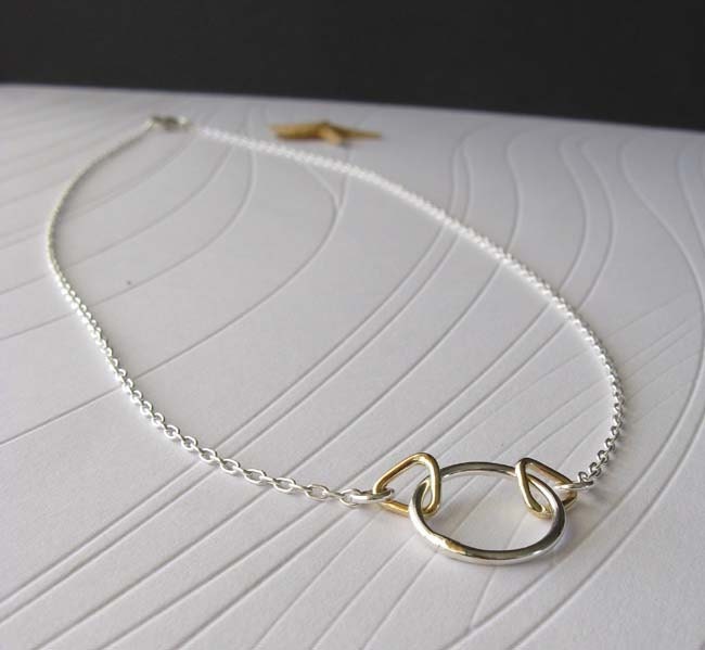 Simple Modern Sterling Silver and Gold Filled Geometric Necklace ...