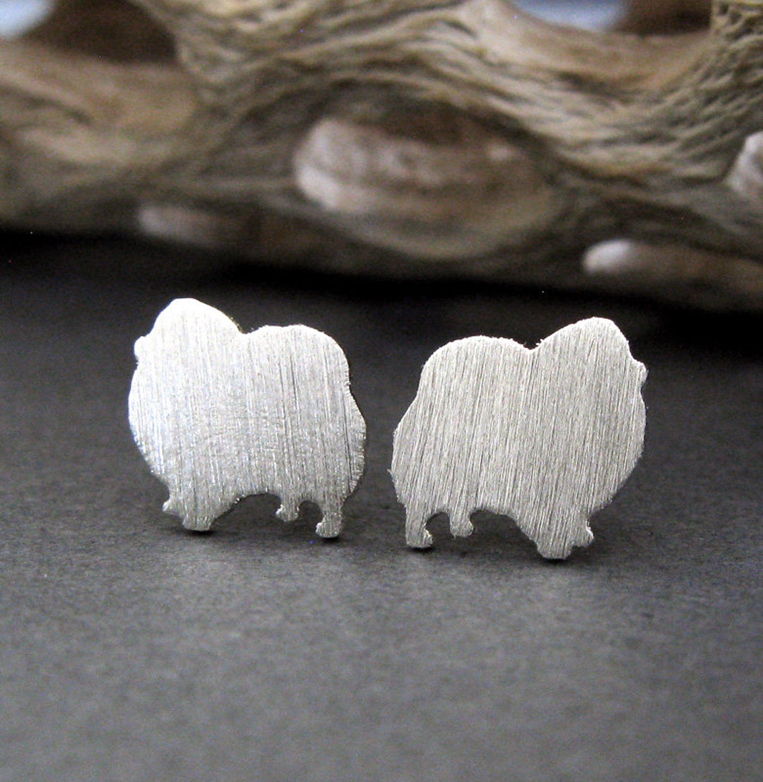 Pomeranian Dog Stud Earrings Handmade in Sterling Silver or 14k Gold - Etsy