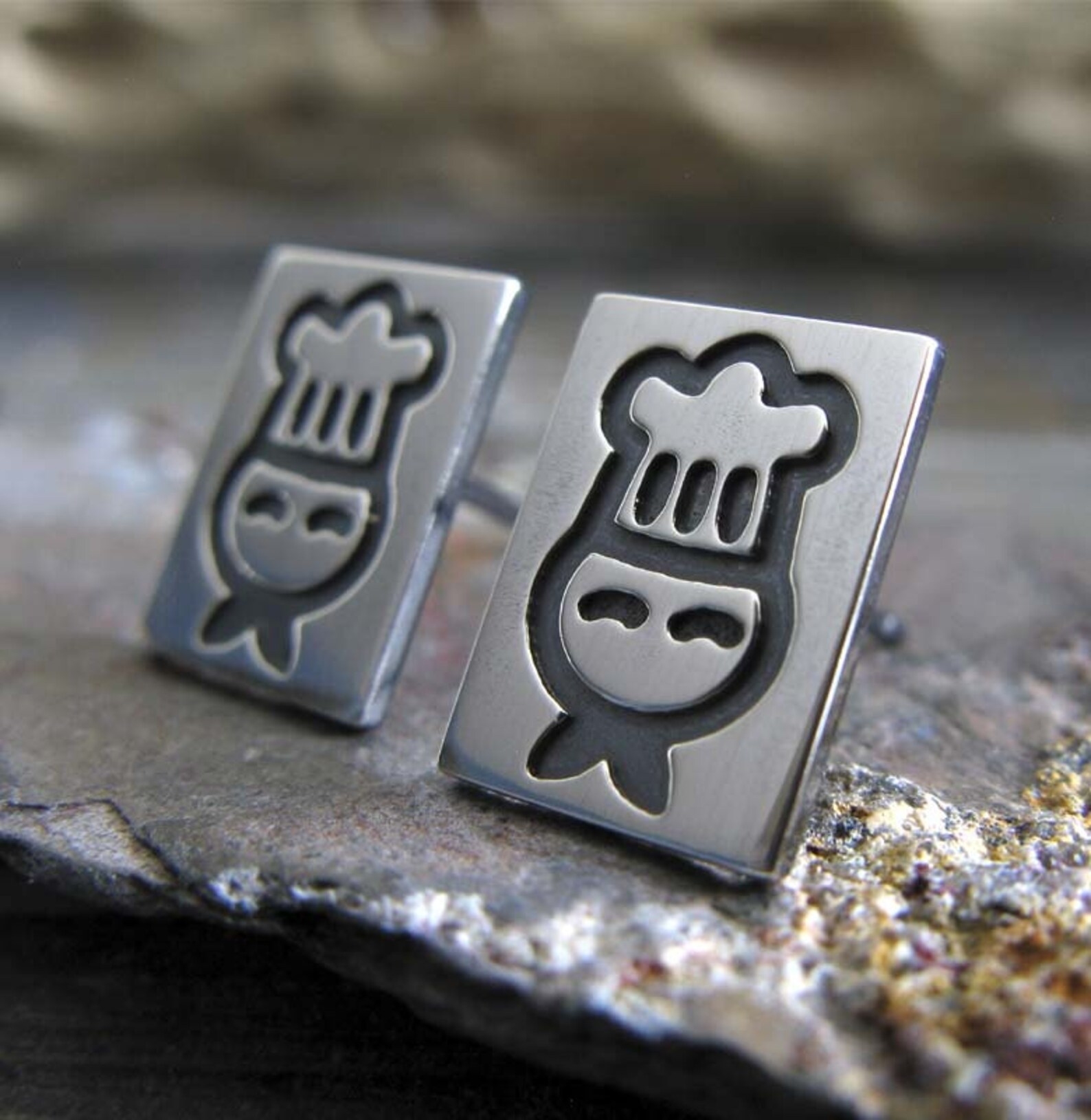 Chef or Baker Stud Earrings Handmade in Sterling Silver - Etsy