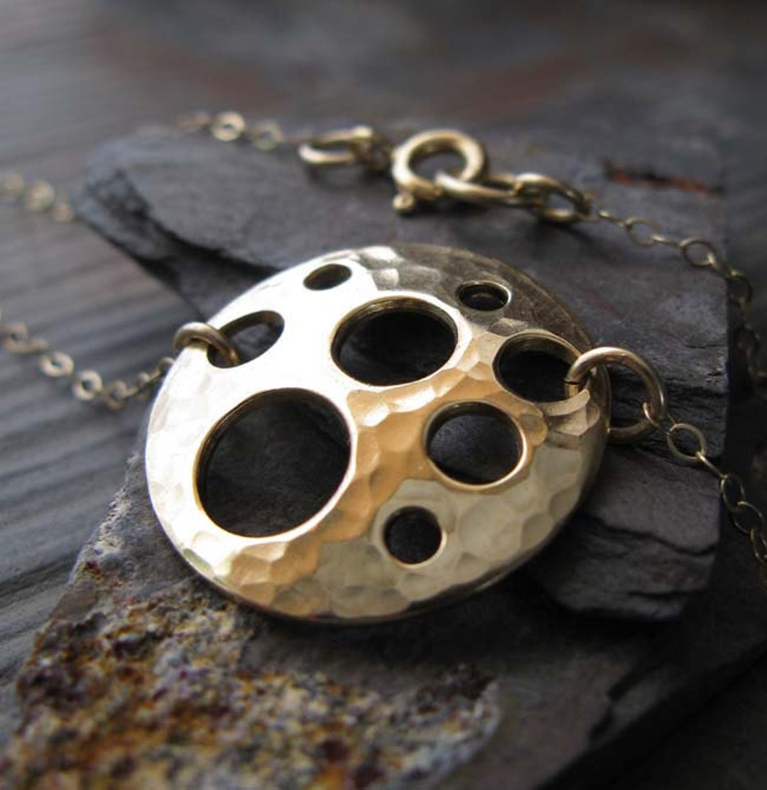 14k Gold Filled Disc Pendant With Holes Necklace - Etsy