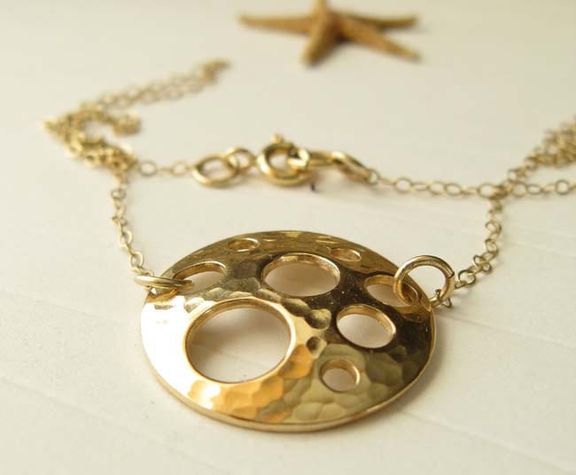 14k Gold Filled Disc Pendant With Holes Necklace - Etsy