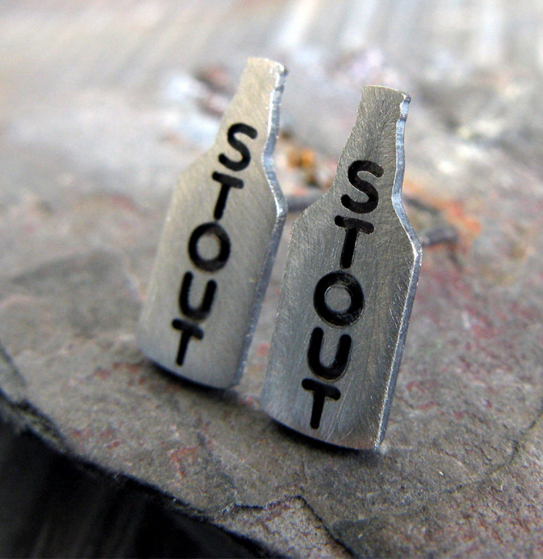 Tiny Stout Craft Beer Bottle Stud Earrings Handmade in Sterling Silver ...