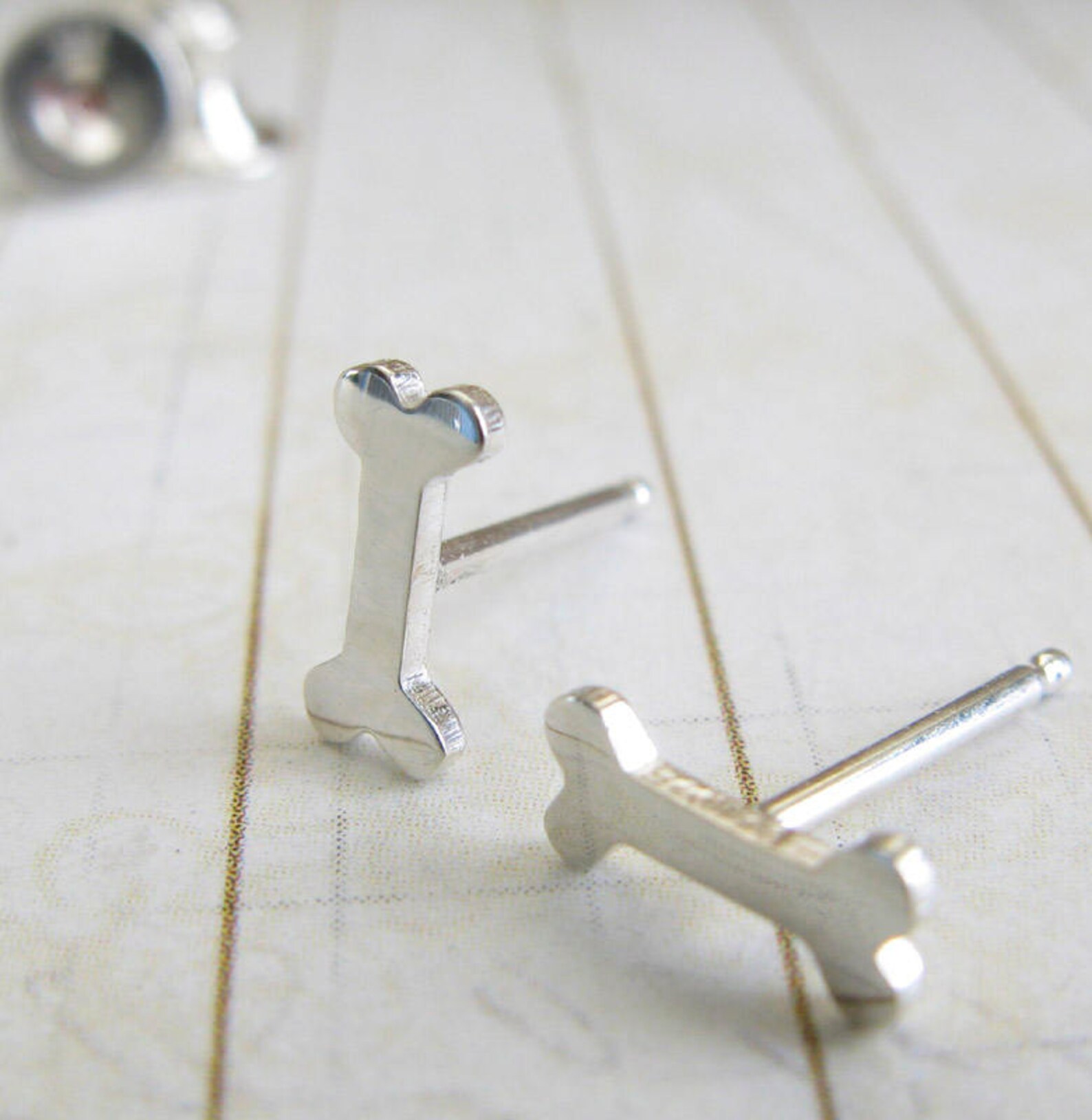 Tiny Dog Bone Stud Earrings Handmade in Sterling Silver or 14k - Etsy