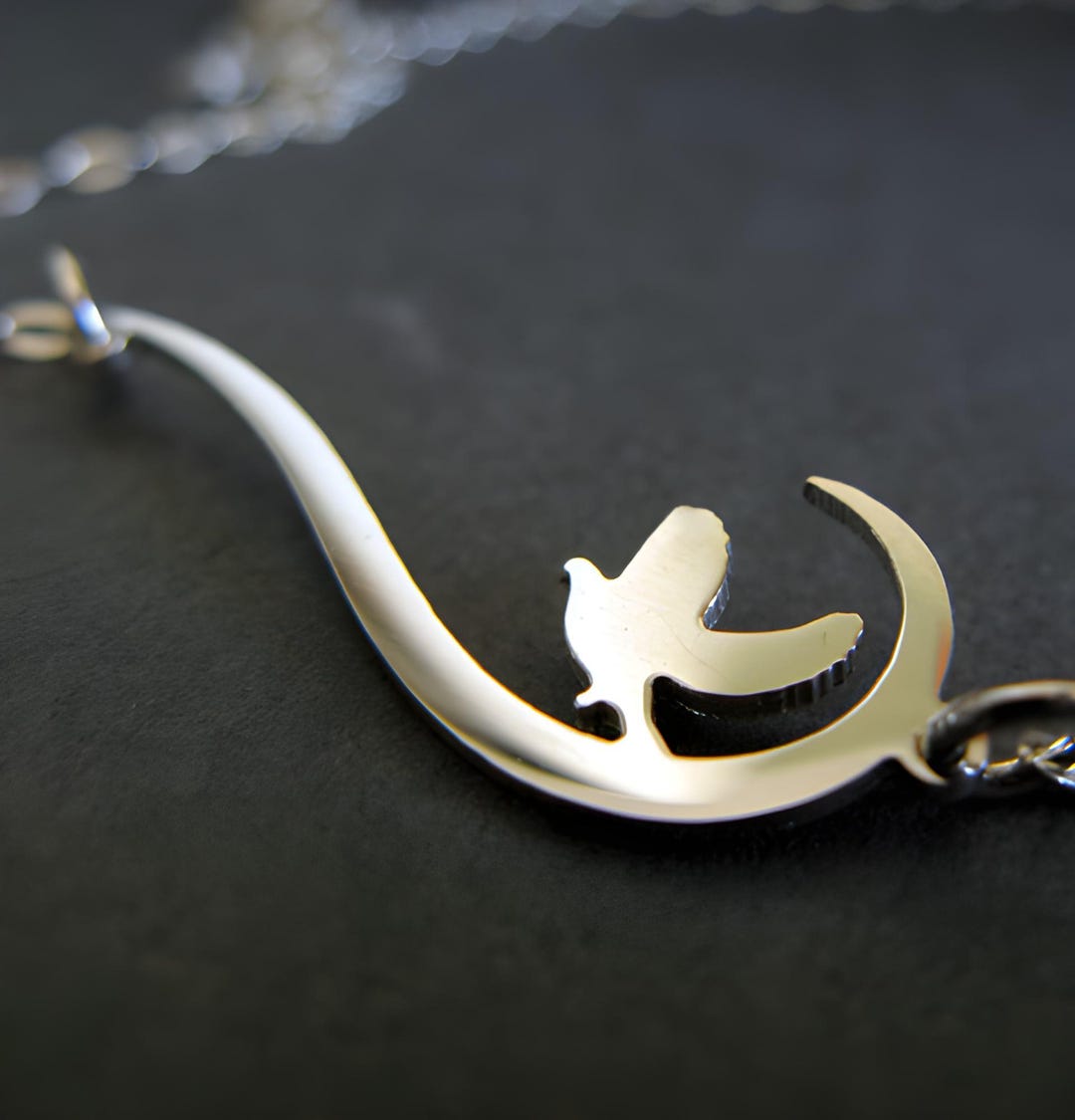 Dainty Dove Bird in Flight Necklace Handmade From Sterling Silver or ...
