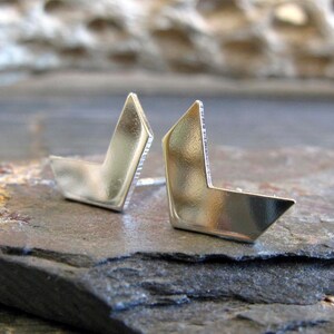 Chevron Stud Earrings Handmade in Sterling Silver or 14k Gold - Etsy