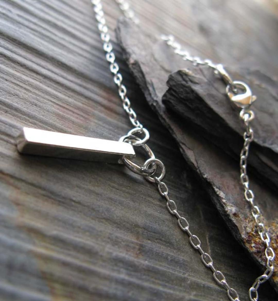 Minimalist Sterling Silver Bar Necklace Artisan Handmade - Etsy