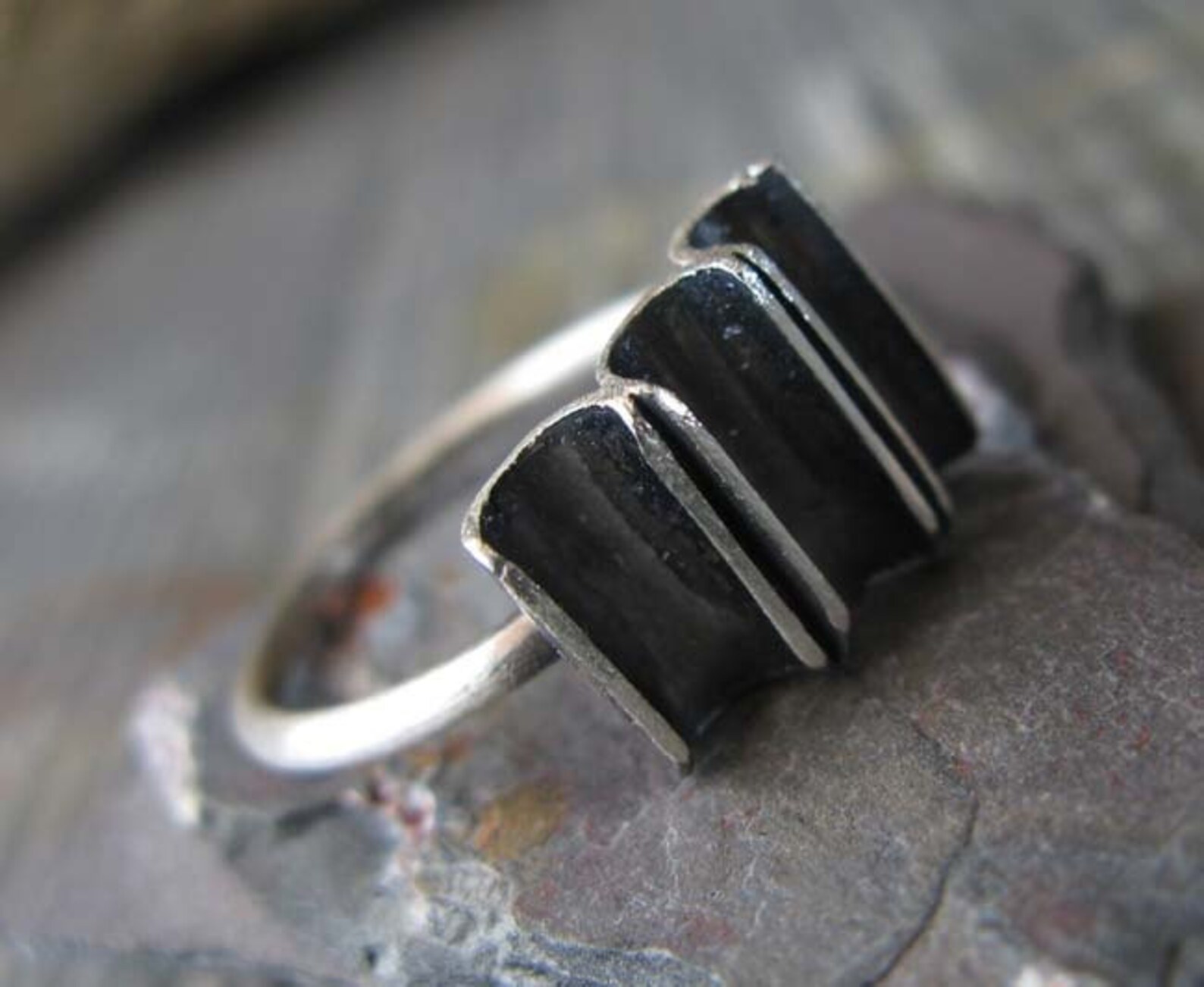 Rustic Sterling Silver Urban Half Pipe Ring Oxidized & Brushed Unique ...