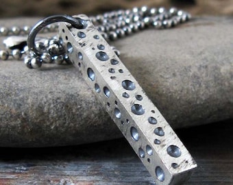 Dog Paw Bar Pendant Necklace. Personalized Sterling Silver | Etsy