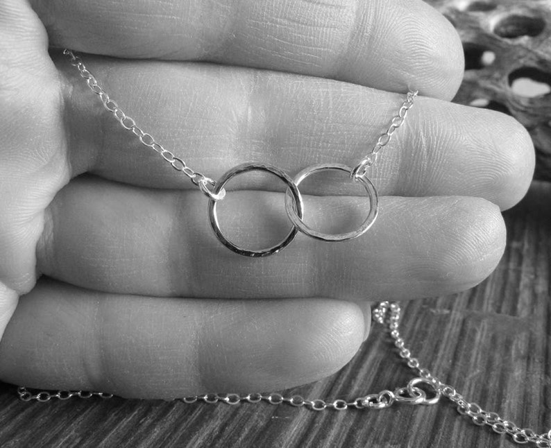 Interlocking Silver and Gold Rings Dainty Necklace | Etsy