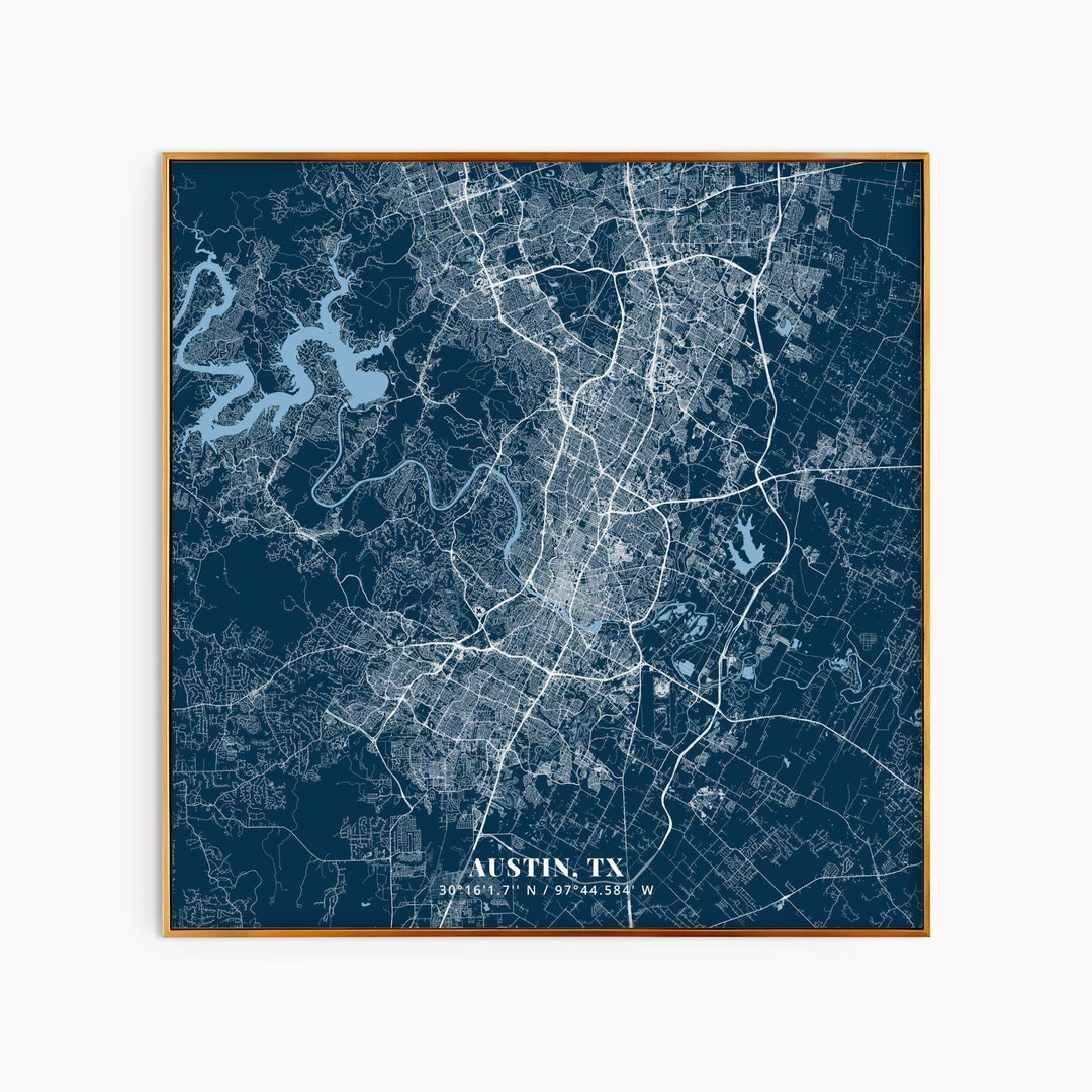 Austin Map Austin Print Austin Poster Austin City Map Map of Austin ...