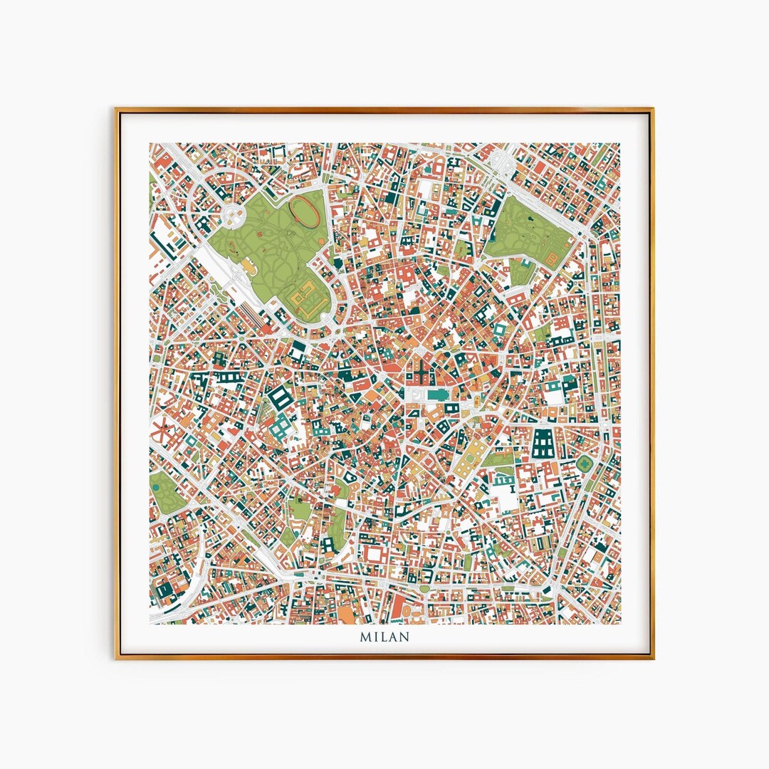 Milan Map Art Print Poster, Milan Italy Travel Wall Art Decor, Milan ...