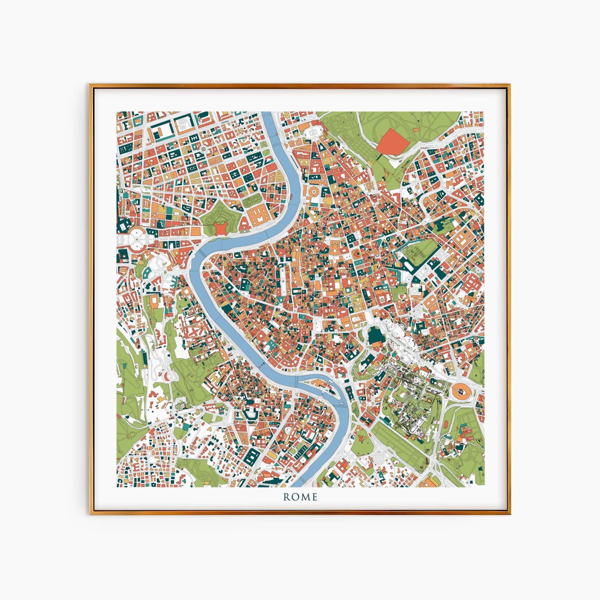 Rome Map | Rome Print | Rome Poster | Rome Historic Center Map | Map of ...