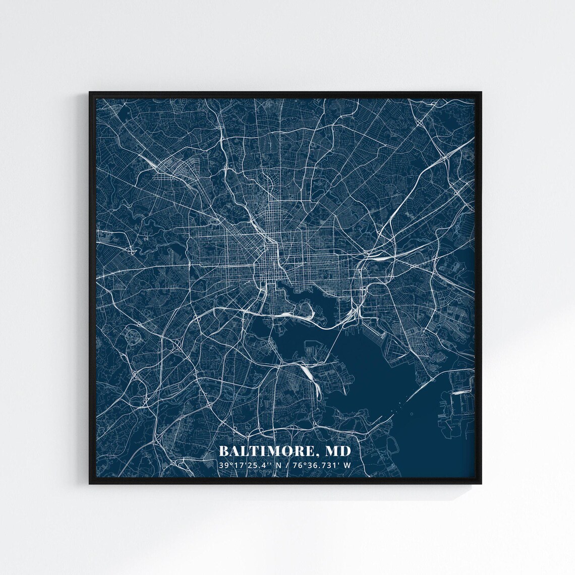 Baltimore Map Baltimore Print Baltimore Poster Baltimore City Map Map ...