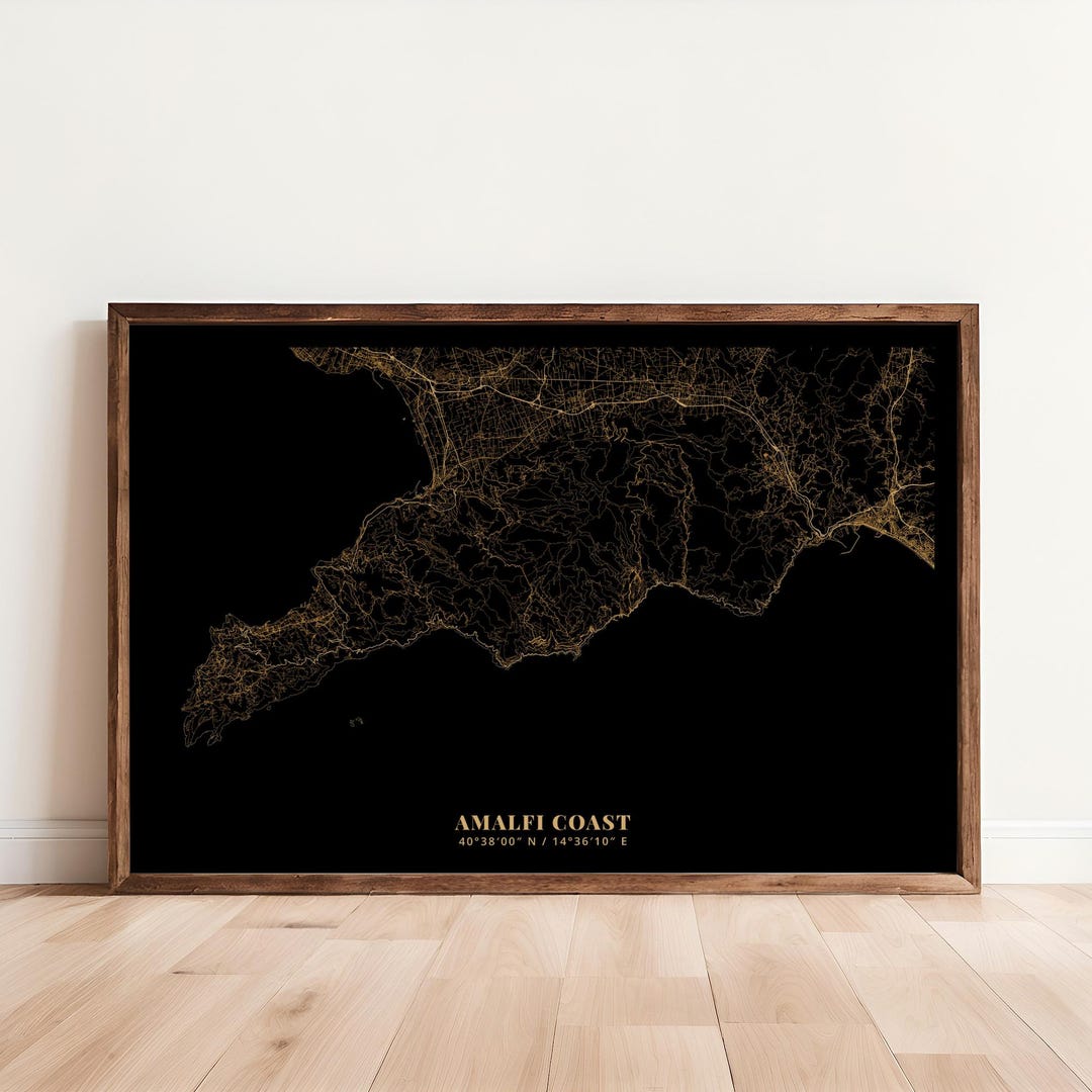 Amalfi Coast Print | Amalfi Coast Poster | Map of Amalfi Coast, Italy ...