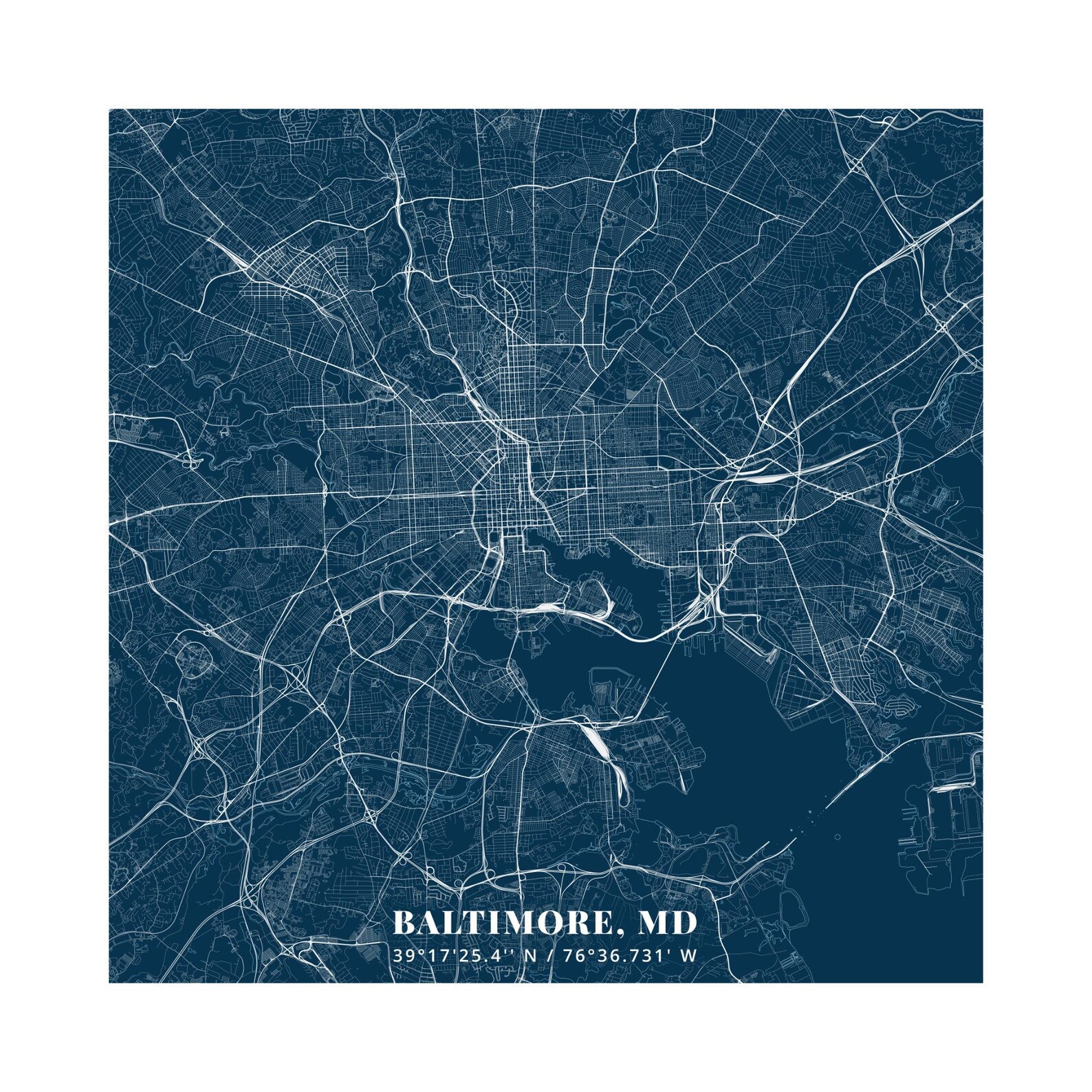 Baltimore Map | Baltimore Print | Baltimore Poster | Baltimore City Map ...