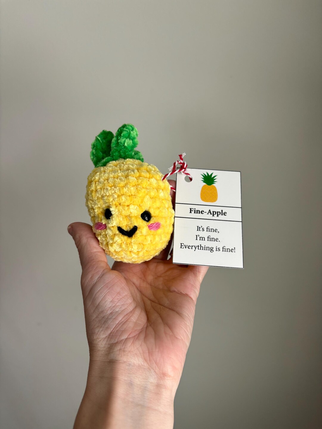 Fine-apple Plushie, Crochet Pineapple, Gift for Adults, Desk Pets ...