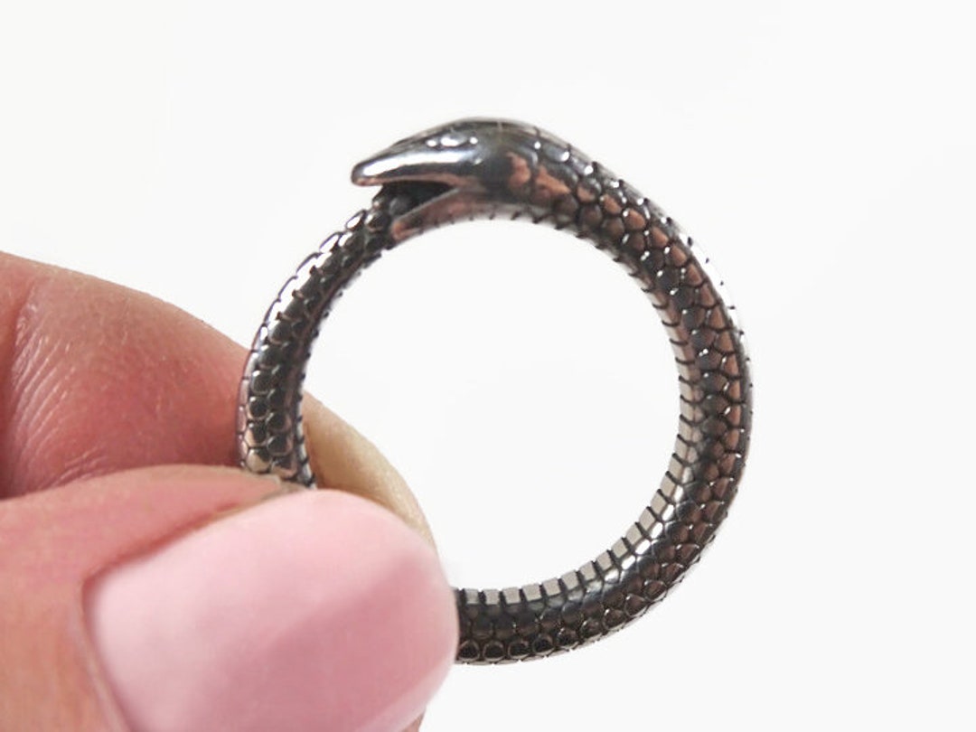 Ouroboros - Ring, Necklace or SET - Stainless Steel Snake - Leather ...