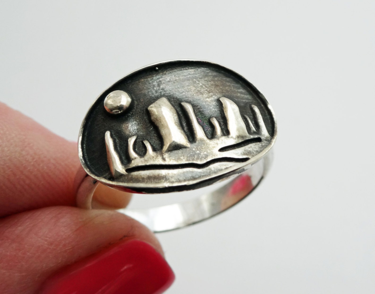 Circle of Stones Ring Solid Sterling Silver Richly - Etsy