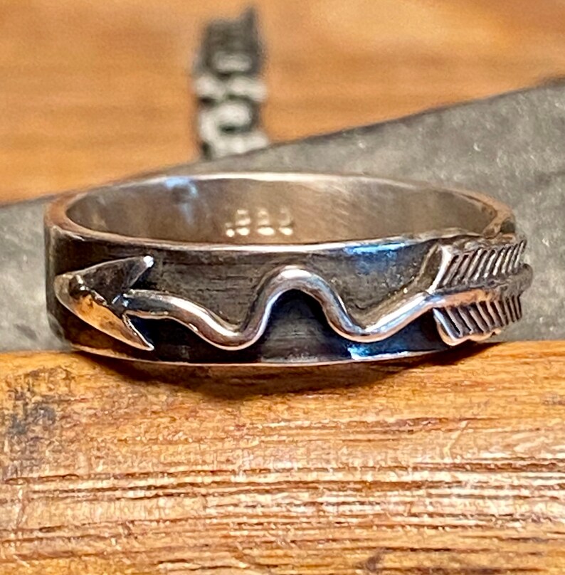 Rustic Crooked Arrow Band Solid Sterling Only 2 Available - Etsy