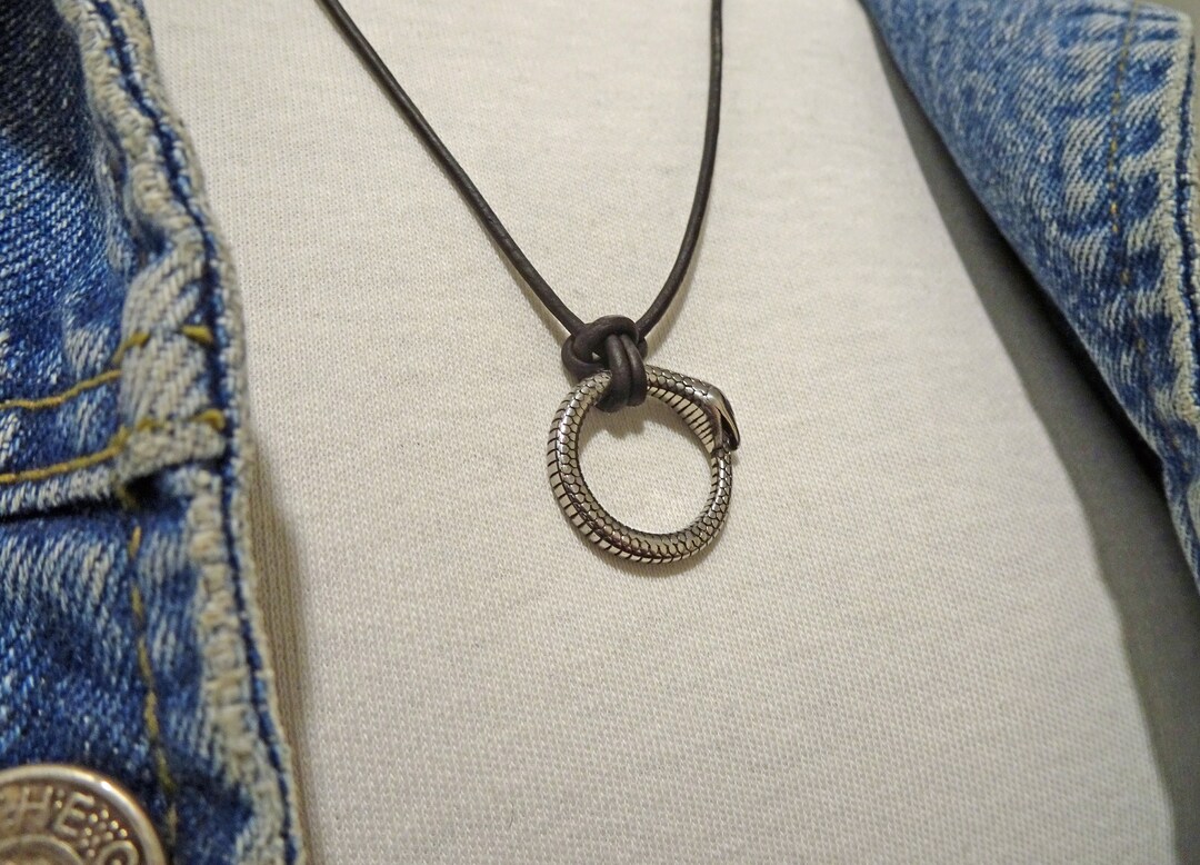 Ouroboros - Necklace or Ring - Stainless Steel - Leather - Celtic ...