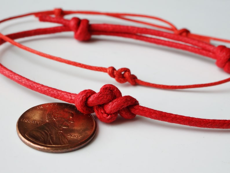 Set - Red Cord of Protection - Celtic Eternity Knot - Adjustable ...