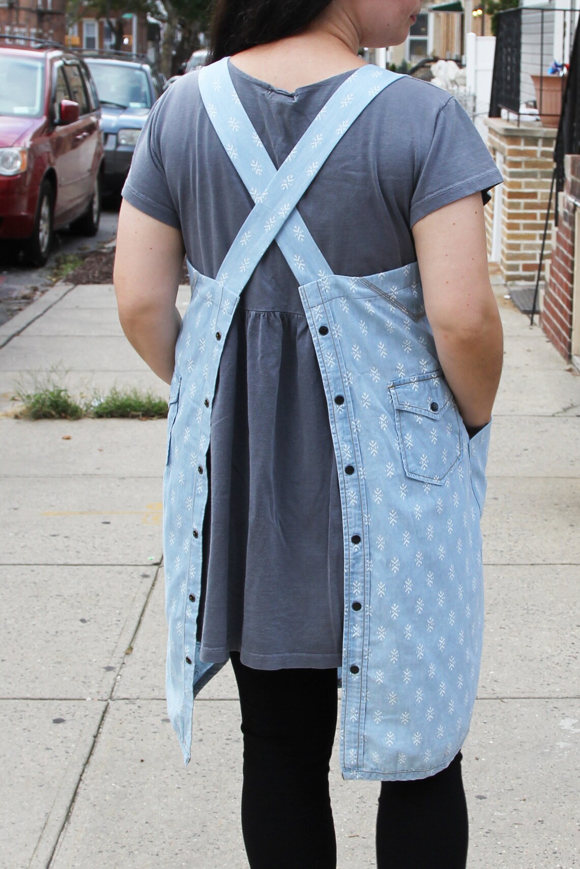 Repurposed Fabric Cross Back Apron With Pockets - Etsy