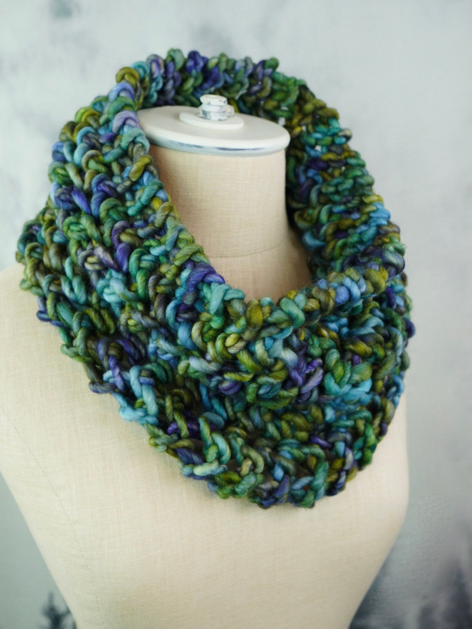 Merry Mermaid Soft Lacy Cowl - Hand-knit Merino Wool - Blue, Green ...