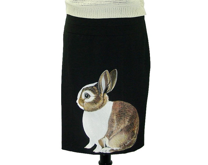 Sale Dutch Rabbit Pencil Skirt Handpainted, One of a Kind, Upcycled ...