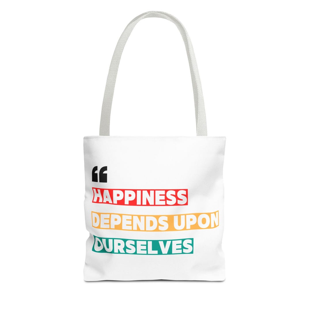 Happiness Tote Bag, Positive Quote, Inspirational Bag, Canvas Tote, Eco ...