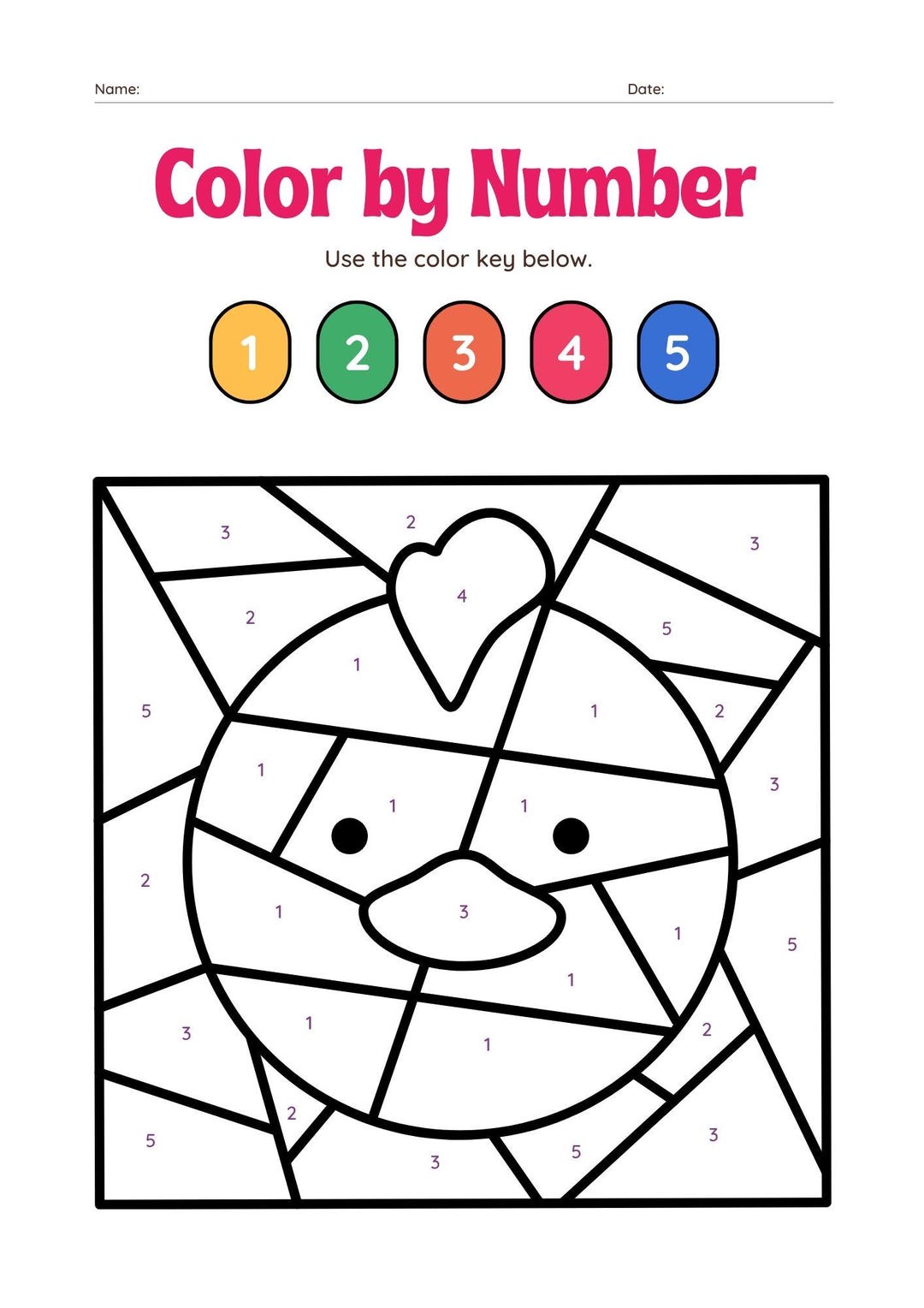 Toddler Colouring Pages by Numers Number Colouring Colouring Animals 7 ...